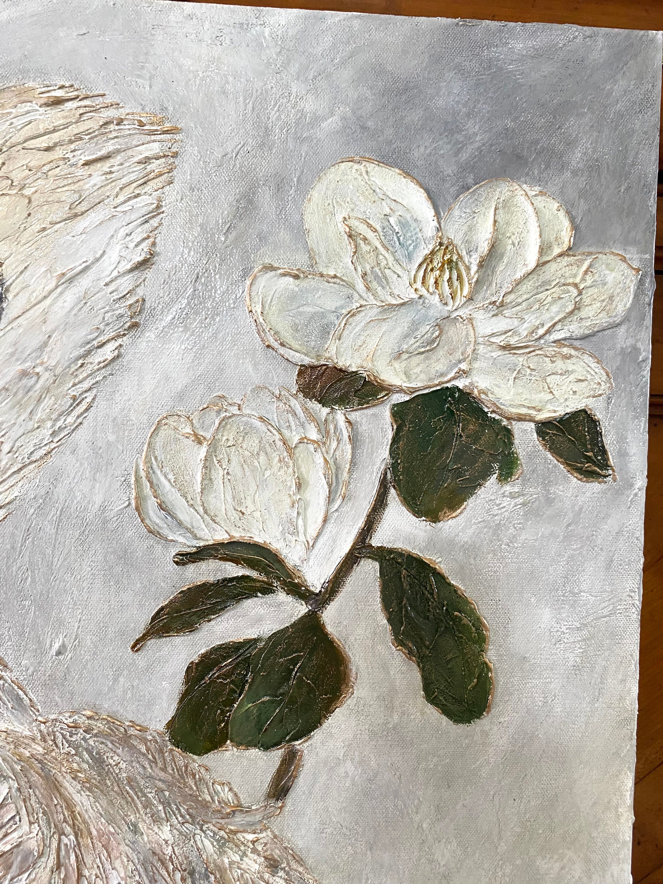 Original Textured Artwork-magnolia Pelican - Etsy