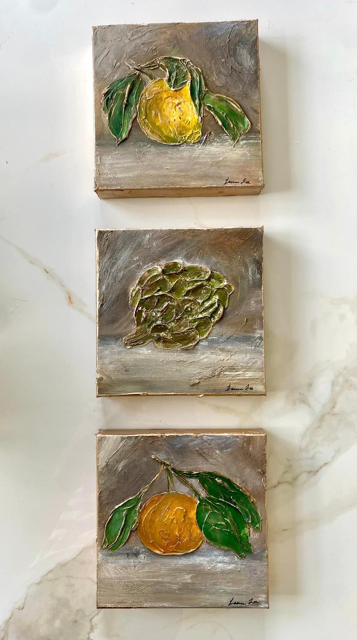 Original Textured Artwork-fruit Set - Etsy