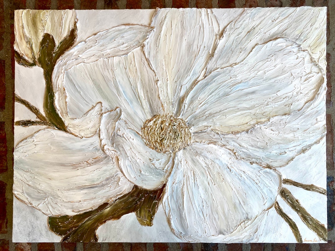 Original Textured Artwork-magnolia (horizontal) - Etsy