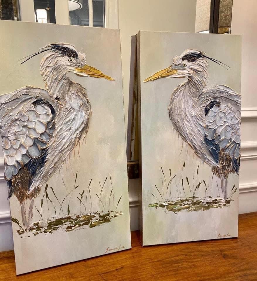 Original Textured Artwork-blue Heron - Etsy