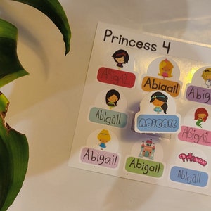 Personalized Princess Die Cut Name Stickers - Kids Name Tags - Daycare ...