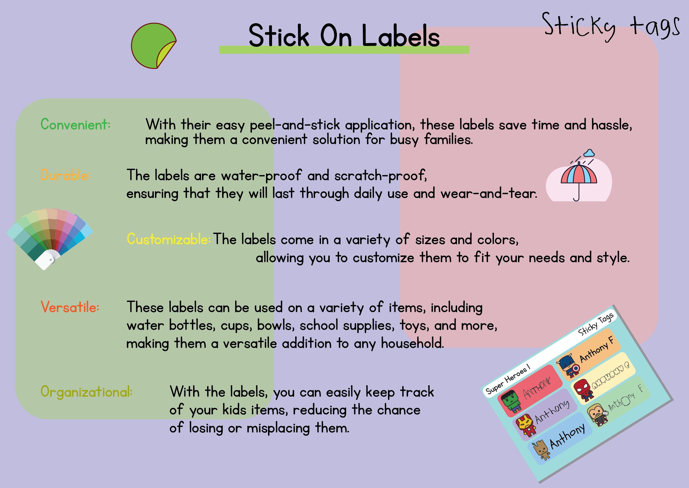 Personalized Die Cut Name Stickers Kids Name Tags Daycare Labels ...