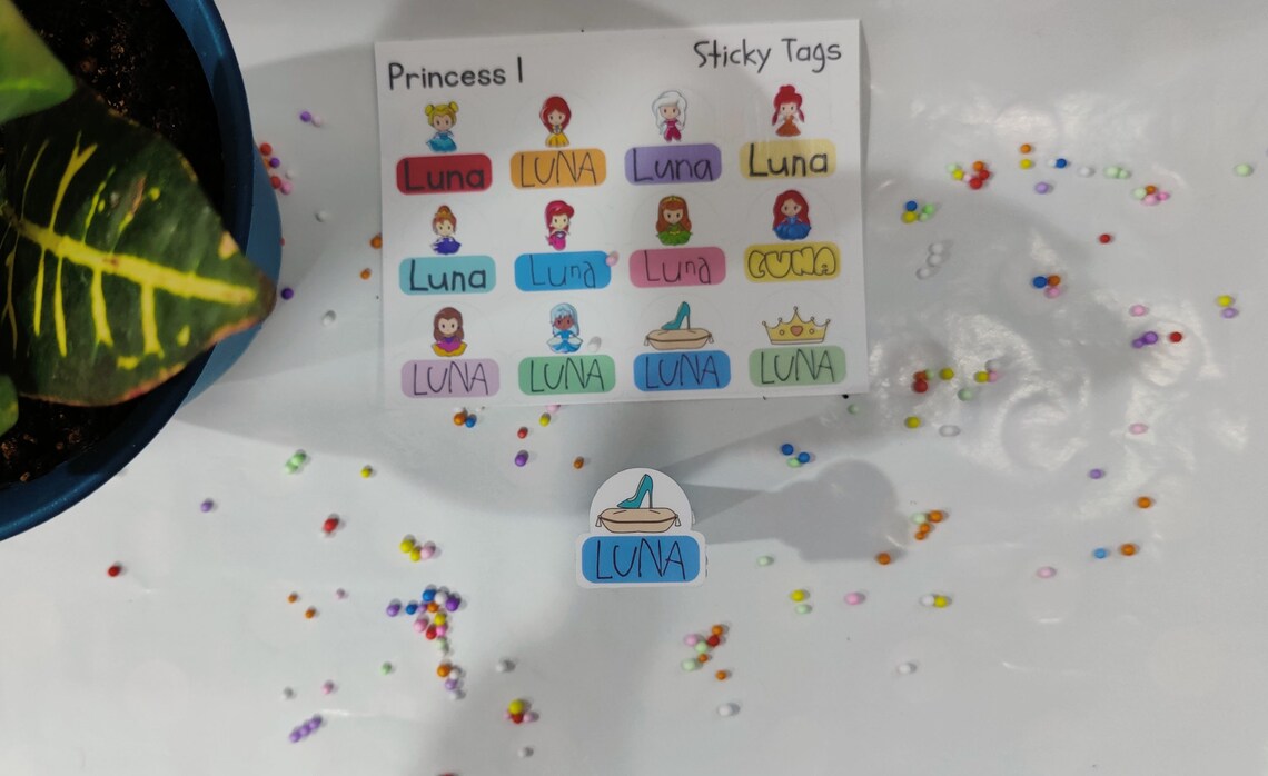 Personalized Princess Die Cut Name Stickers - Kids Name Tags - Daycare ...