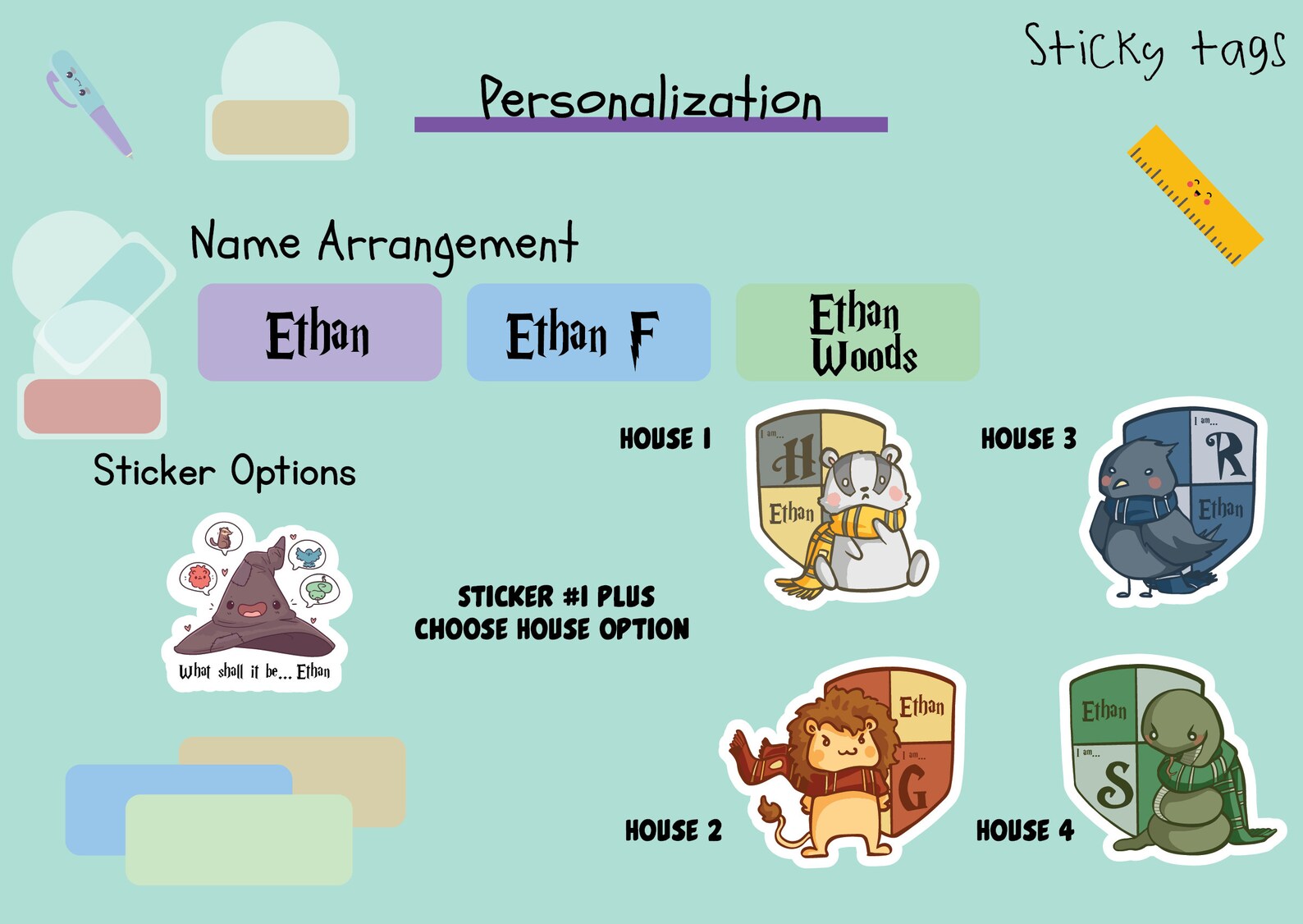 Magical Wizard Name Sticker - Personalized Name Vinyl Decal ...