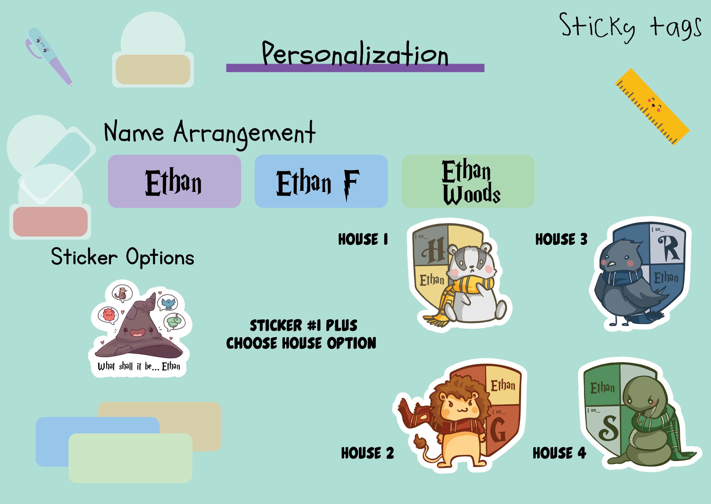 Magical Wizard Name Sticker - Personalized Name Vinyl Decal ...