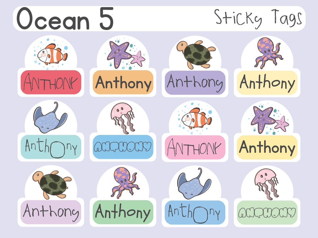 Beachy Ocean Sticker Labels | Daycare Ocean Label | Waterproof Vinyl ...
