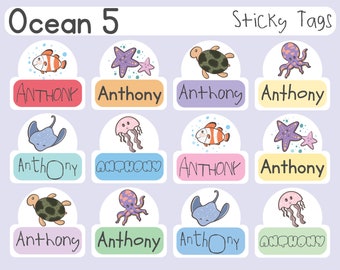 Beachy Ocean Sticker Labels Daycare Ocean Label Waterproof - Etsy