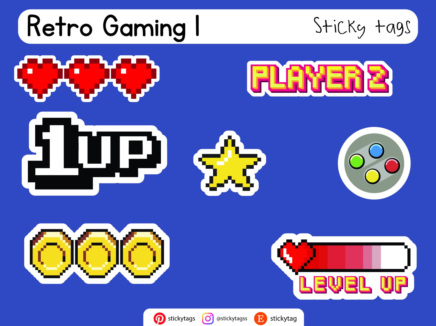 8-bit Retro Gaming Stickers: Nostalgic Video Game Decals - Set 1 - Etsy