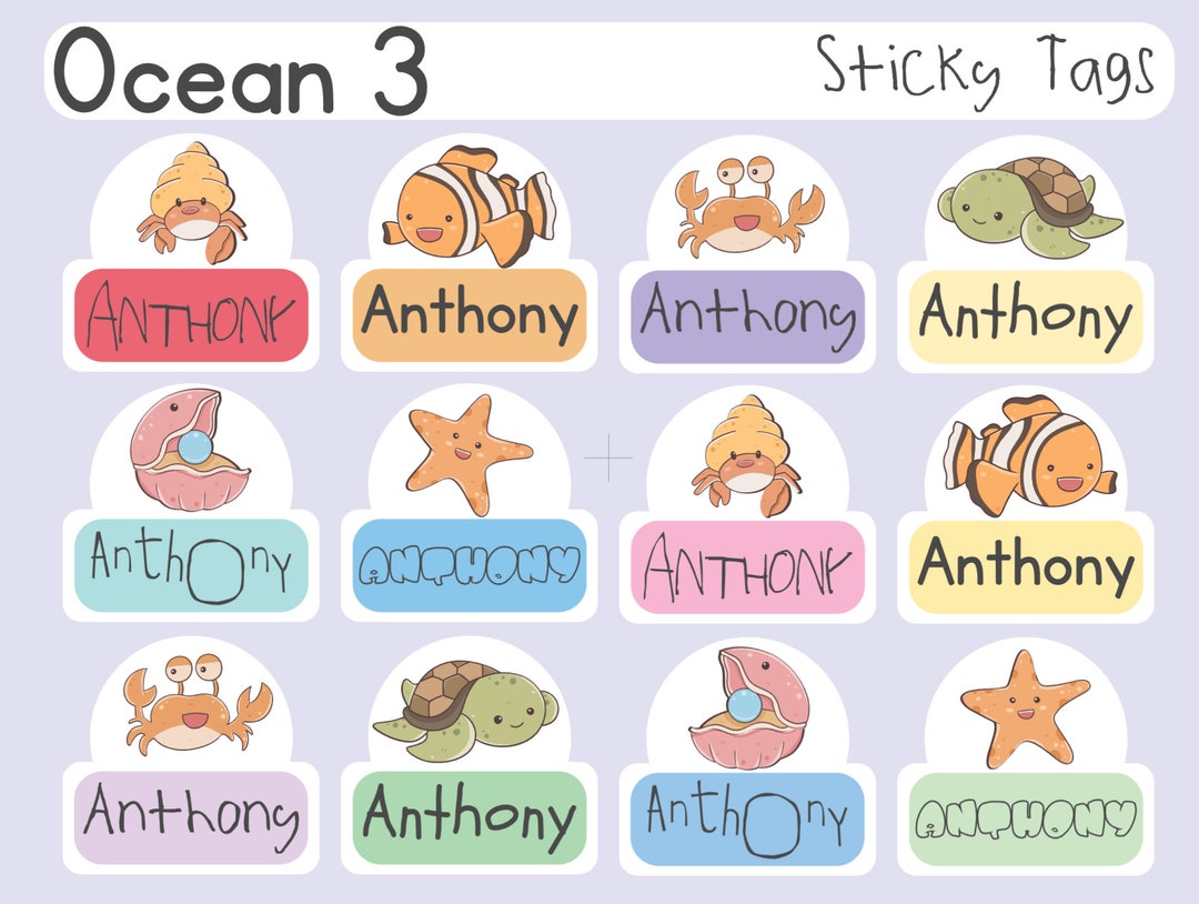 Beachy Ocean Sticker Labels | Daycare Ocean Label | Waterproof Vinyl ...