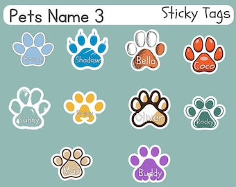 Personalized Pet Name Label Vinyl Sticker With Paw Print Pet Decal Pet ...