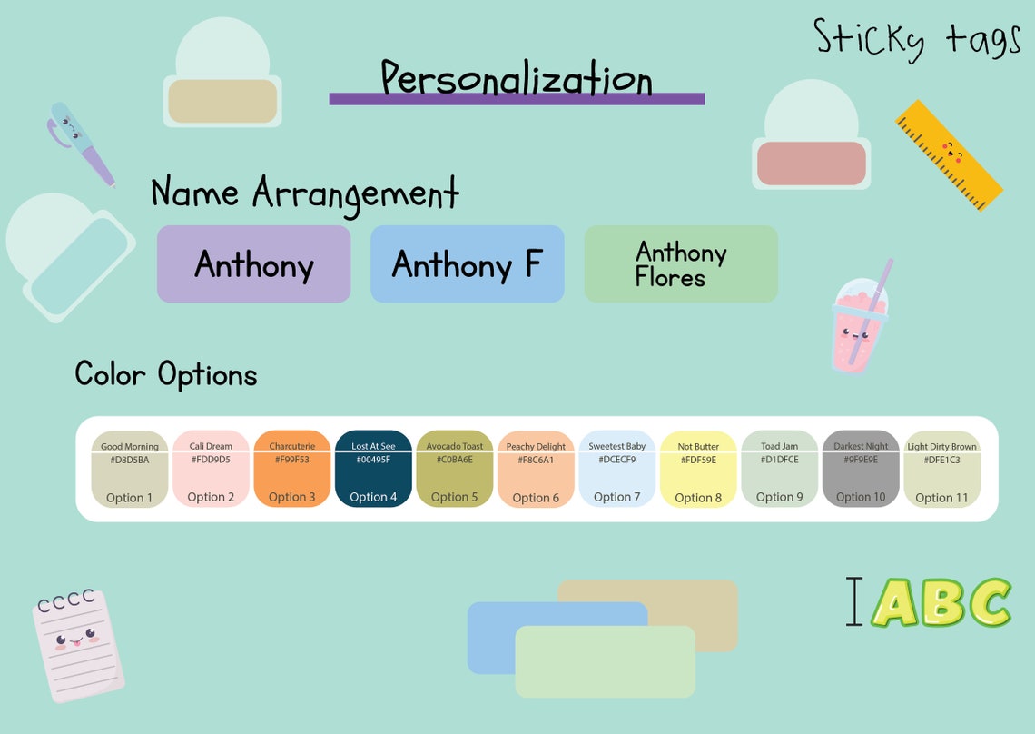 Hello, My Name is … Personalized, Name Tag Sticker - Set 9 - Etsy