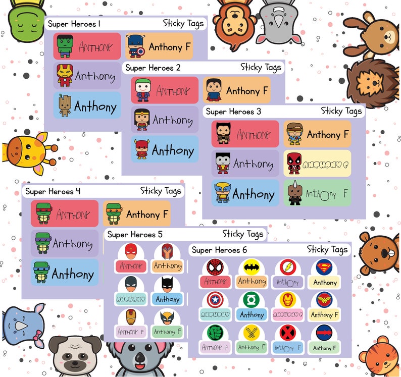 Personalized Die Cut Name Stickers Kids Name Tags Daycare Labels ...