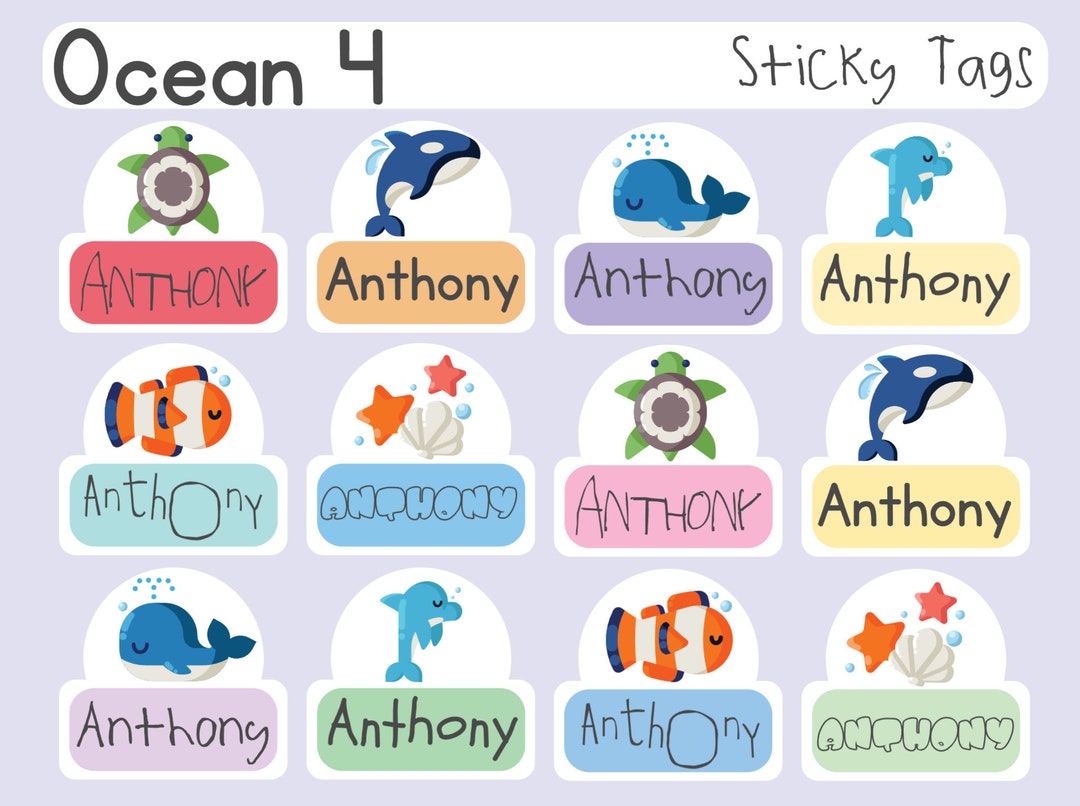 Beachy Ocean Sticker Labels | Daycare Ocean Label | Waterproof Vinyl ...