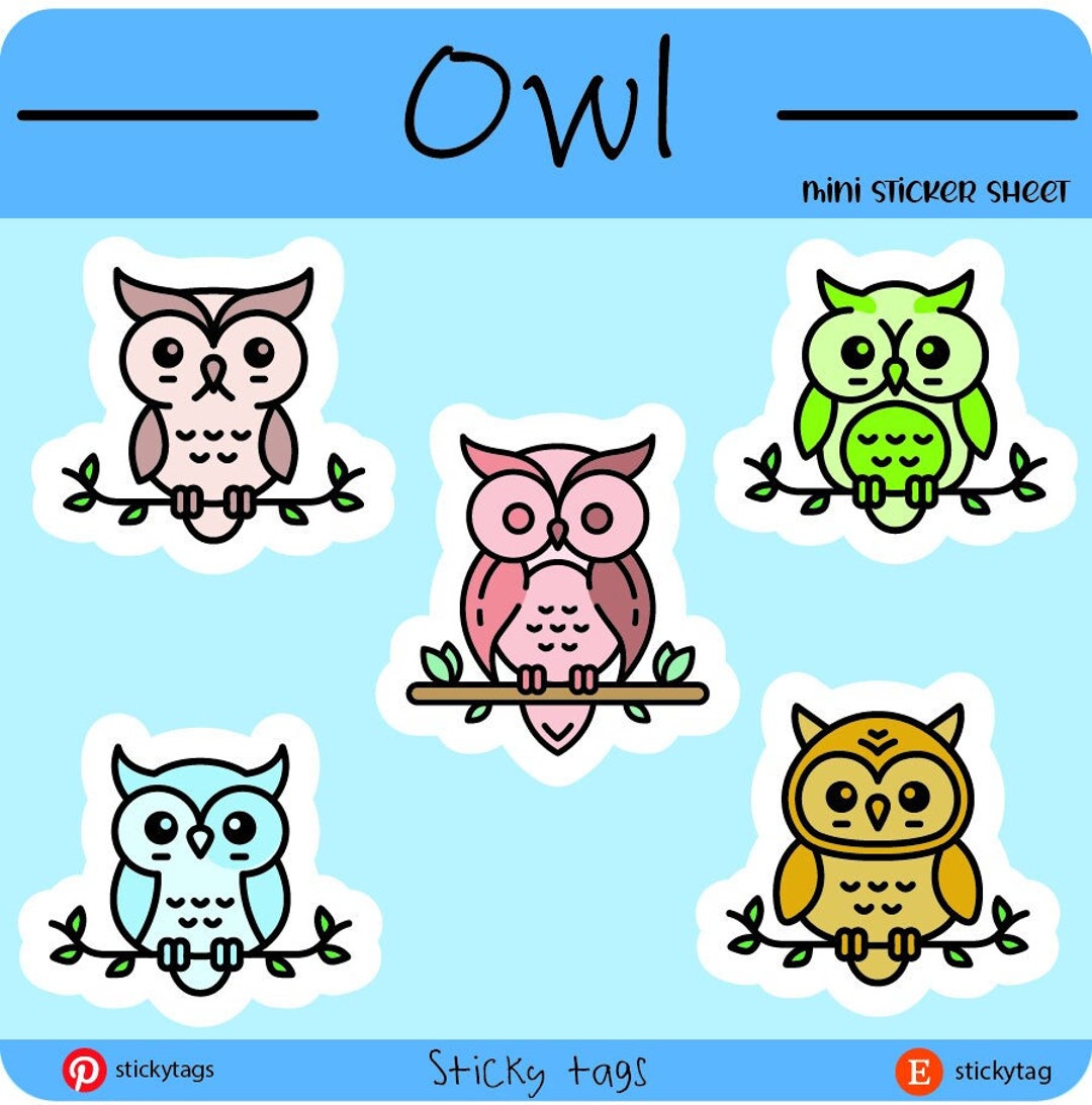 Mini Owl Sticker Sheet Pack - Set 1 - Etsy
