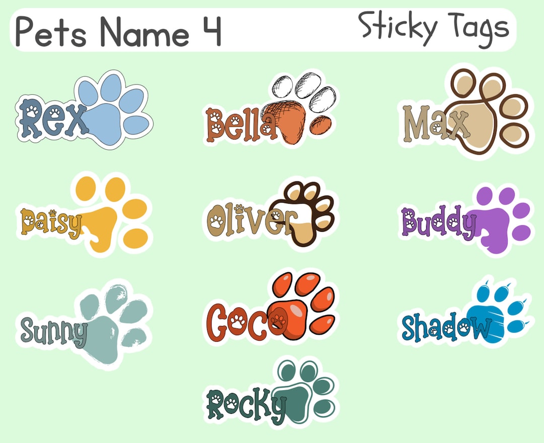 Personalized Pet Name Label Vinyl Sticker With Paw Print | Pet Decal ...
