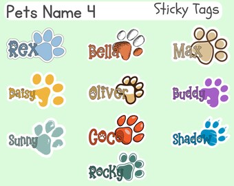 Personalized Pet Name Label Vinyl Sticker With Paw Print Pet Decal Pet ...