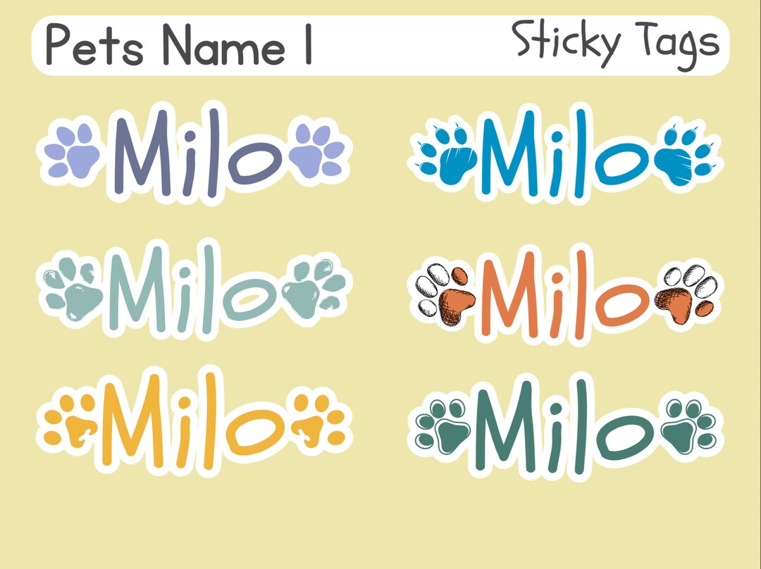 Personalized Pet Name Vinyl Sticker With Paw Print | Durable Puppy Paws ...