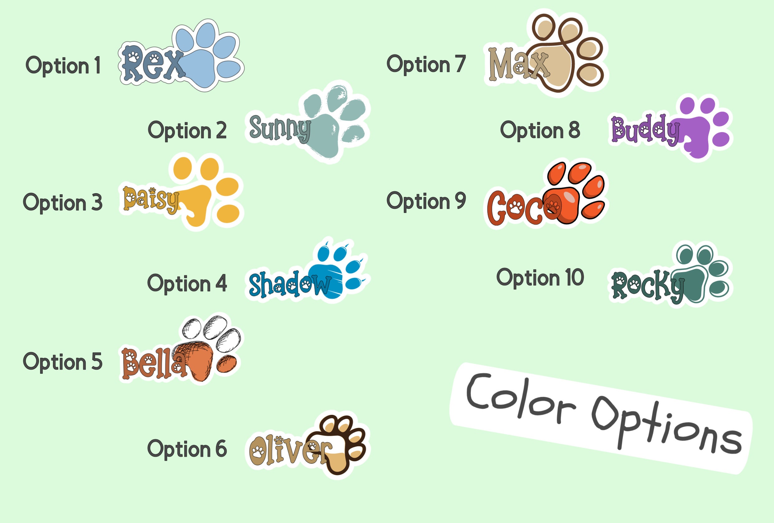 Personalized Pet Name Label Vinyl Sticker With Paw Print | Pet Decal ...