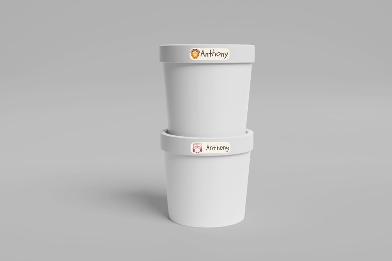 Personalized Owl Name Tag Labels - Waterproof Vinyl Stickers for Kids ...