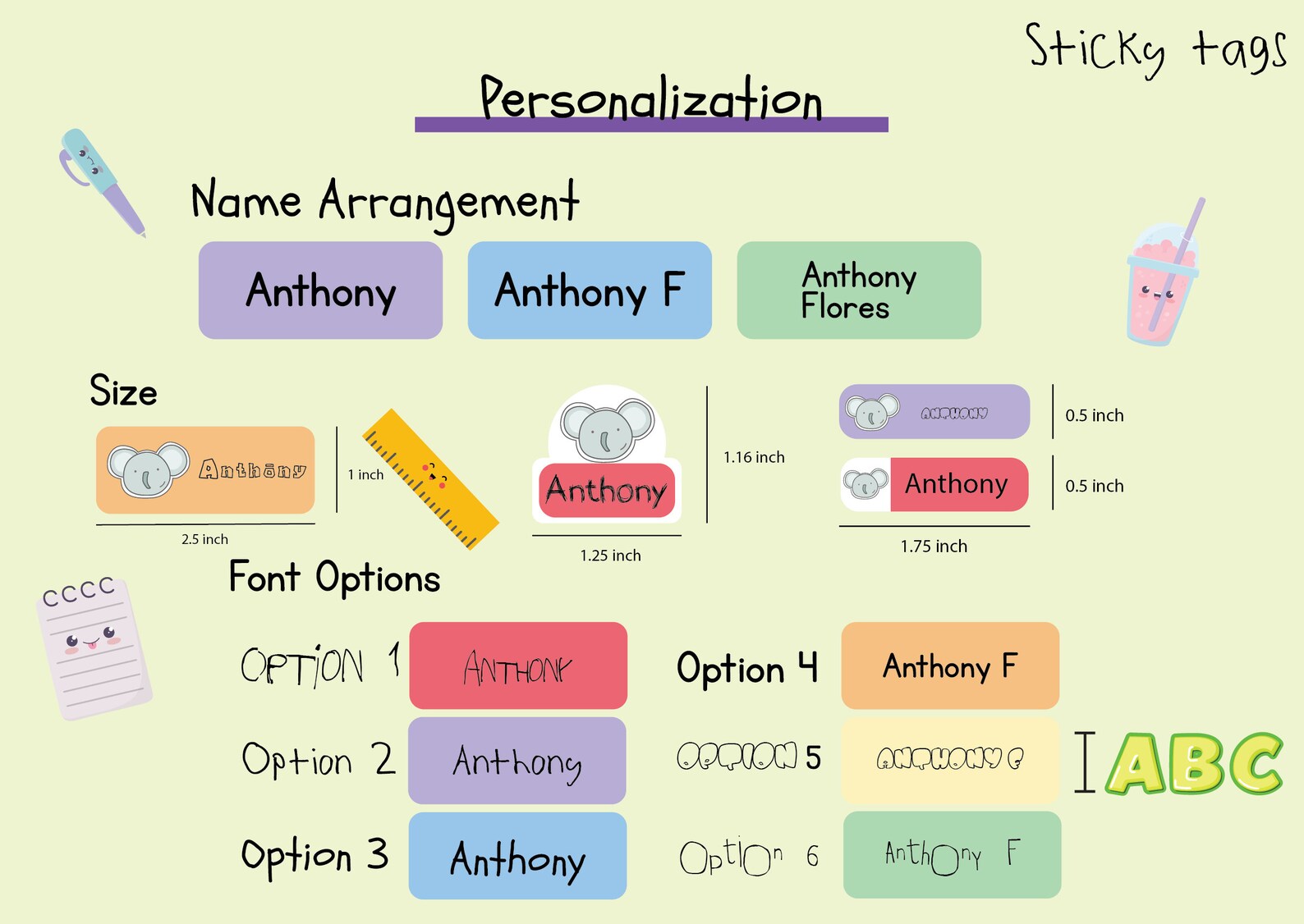 Personalized Name Stickers - Kids Name Tags - Daycare Labels ...