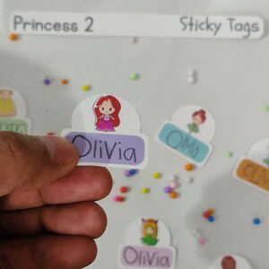 Princess Die Cut Name Stickers - Kids Name Tags - Daycare Labels ...