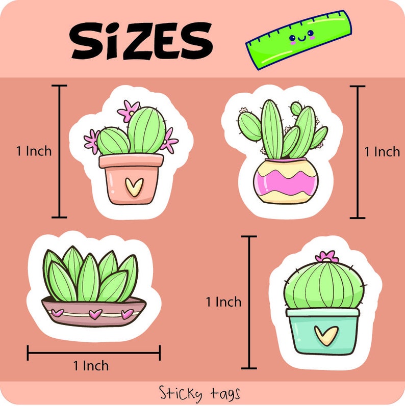 Mini Cactus Sticker Packs - Etsy