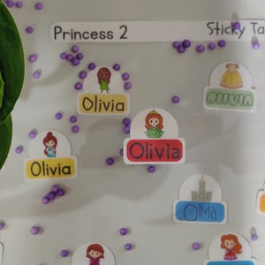 Princess Die Cut Name Stickers - Kids Name Tags - Daycare Labels ...