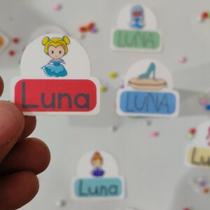 Personalized Princess Die Cut Name Stickers - Kids Name Tags - Daycare ...