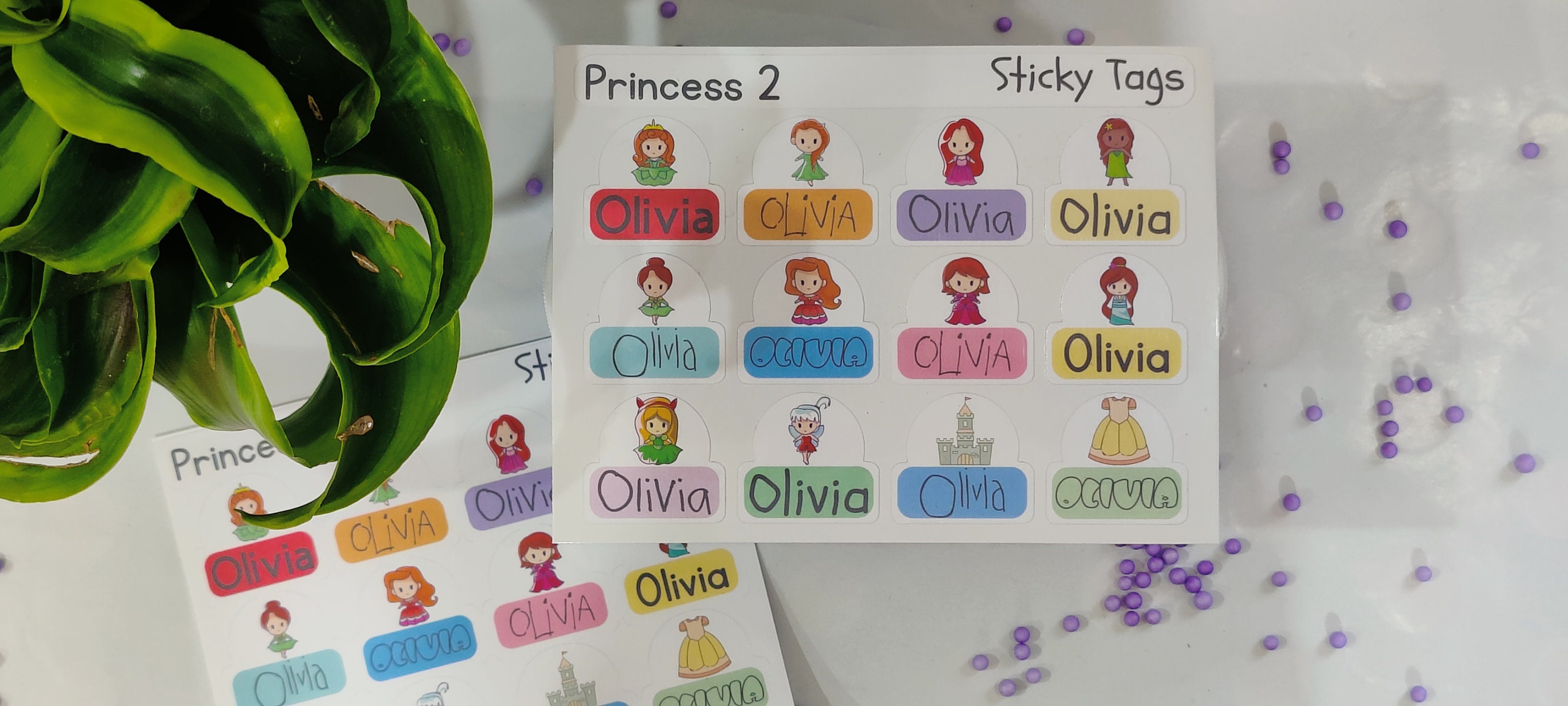 Princess Die Cut Name Stickers - Kids Name Tags - Daycare Labels ...