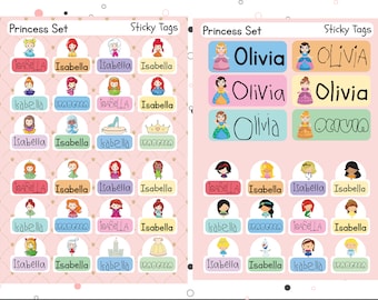 Personalized Princess Die Cut Name Stickers - Kids Name Tags - Daycare ...
