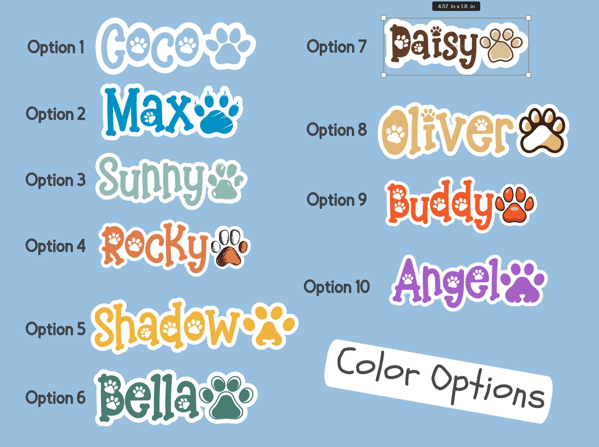 Personalized Pet Name Label Vinyl Sticker With Paw Print | Pet Decal ...