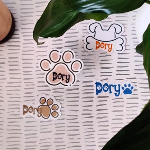 Personalized Pet Name Label Vinyl Sticker With Paw Print | Pet Decal ...