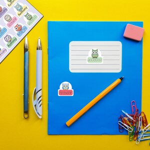 Adorable Owl Name Tag Labels - Customizable Waterproof Vinyl Stickers ...