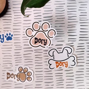 Personalized Pet Name Label Vinyl Sticker With Paw Print | Pet Decal ...