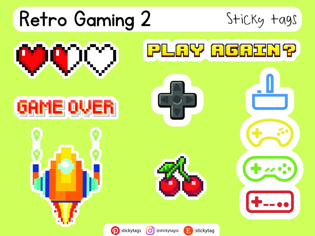 8-bit Retro Gaming Stickers: Nostalgic Video Game Stickers- Set 2 - Etsy