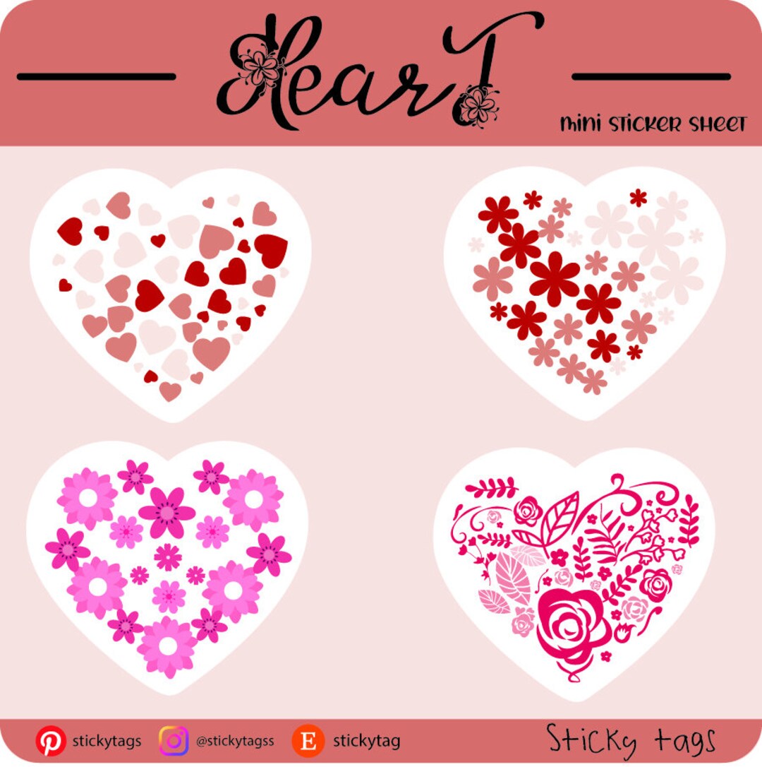 Mini Heart Sticker Packs - Etsy