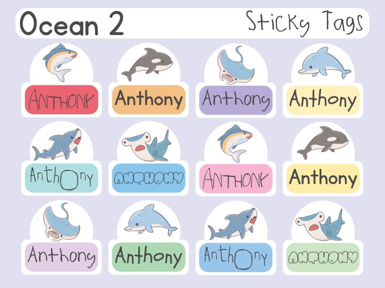 Beachy Ocean Sticker Labels | Daycare Ocean Label | Waterproof Vinyl ...