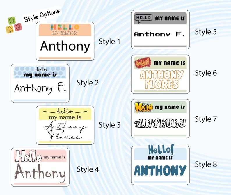 Hello, My Name is … Personalized, Name Tag Sticker - Set 9 - Etsy