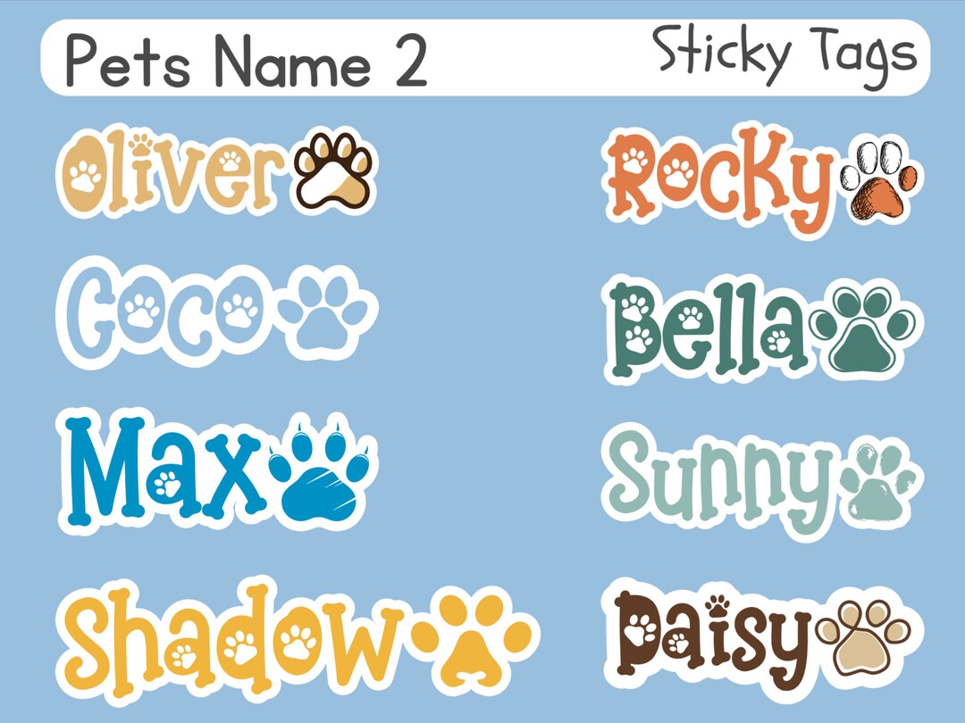 Personalized Pet Name Label Vinyl Sticker With Paw Print | Pet Decal ...