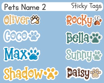 Personalized Pet Name Label Vinyl Sticker With Paw Print Pet Decal Pet ...