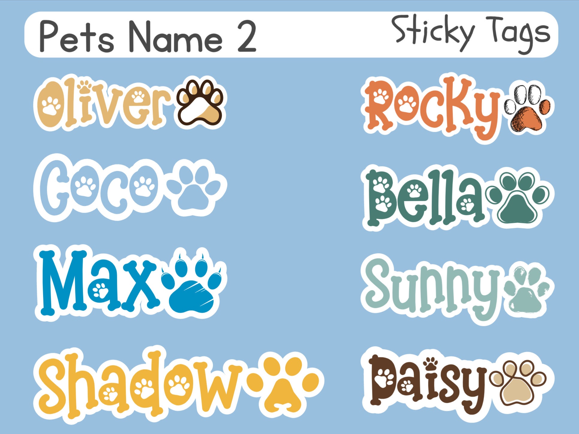 Personalized Pet Name Label Vinyl Sticker With Paw Print | Pet Decal ...