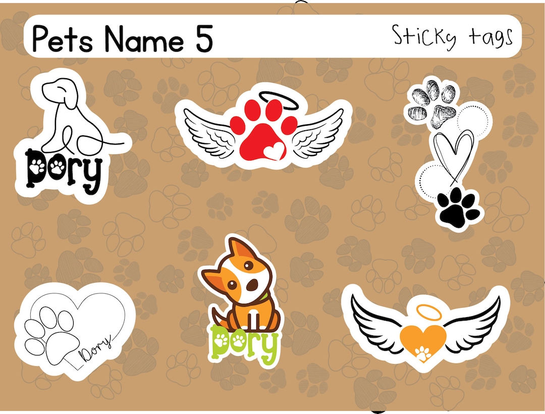 Personalized Pet Name Vinyl Sticker With Paw Print | Durable Puppy Paws ...