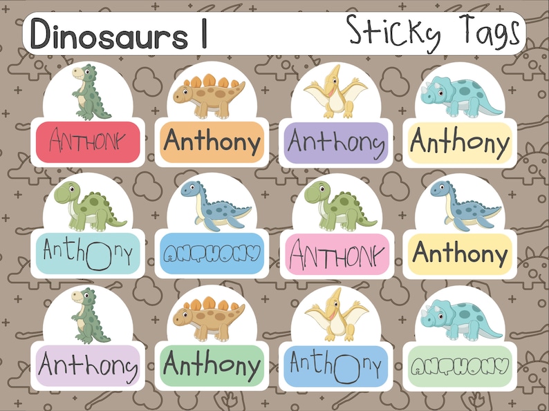 Dino-mite Personalized Name Labels for Kids - Waterproof and Scratch ...