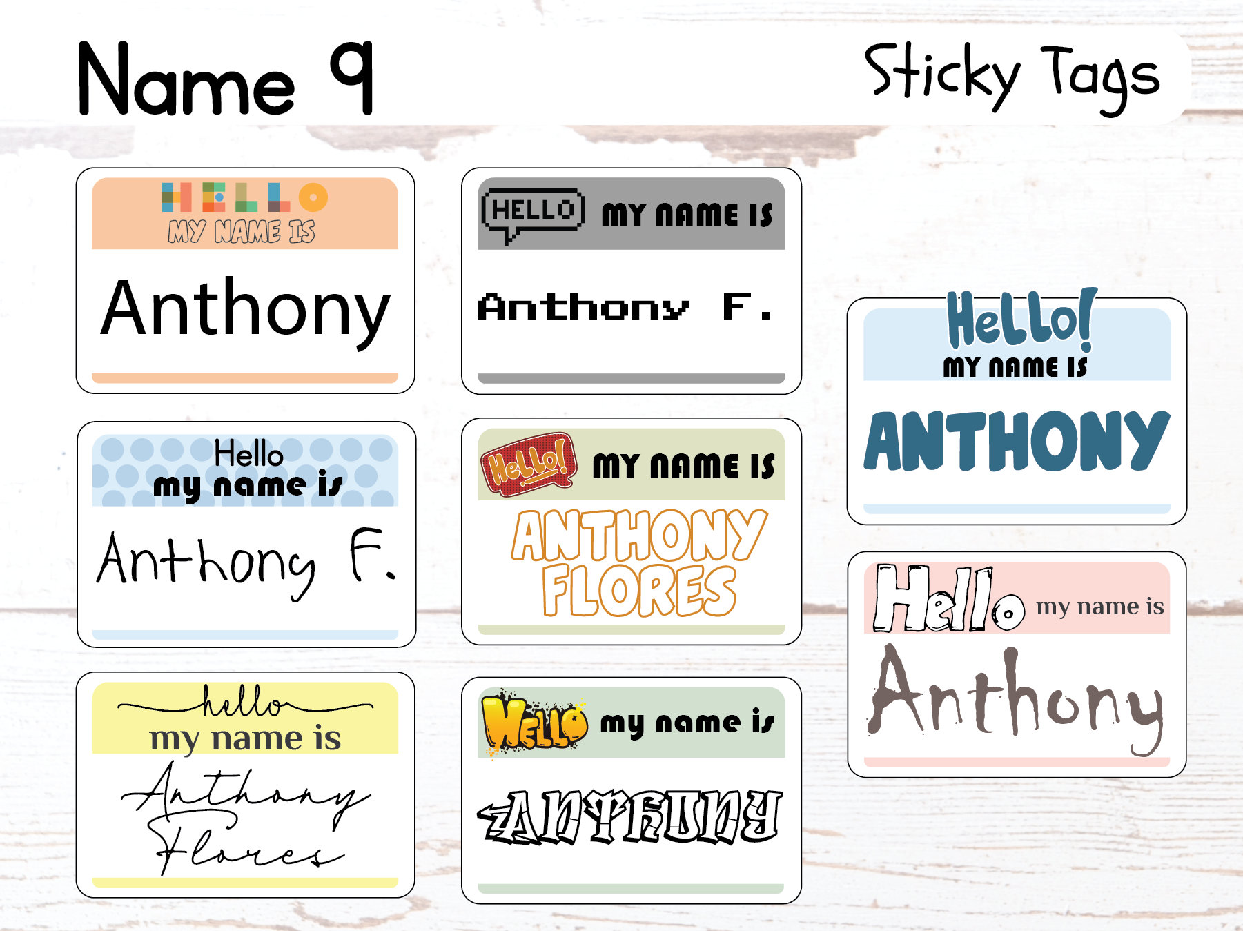Hello, My Name is … Personalized, Name Tag Sticker - Set 9 - Etsy