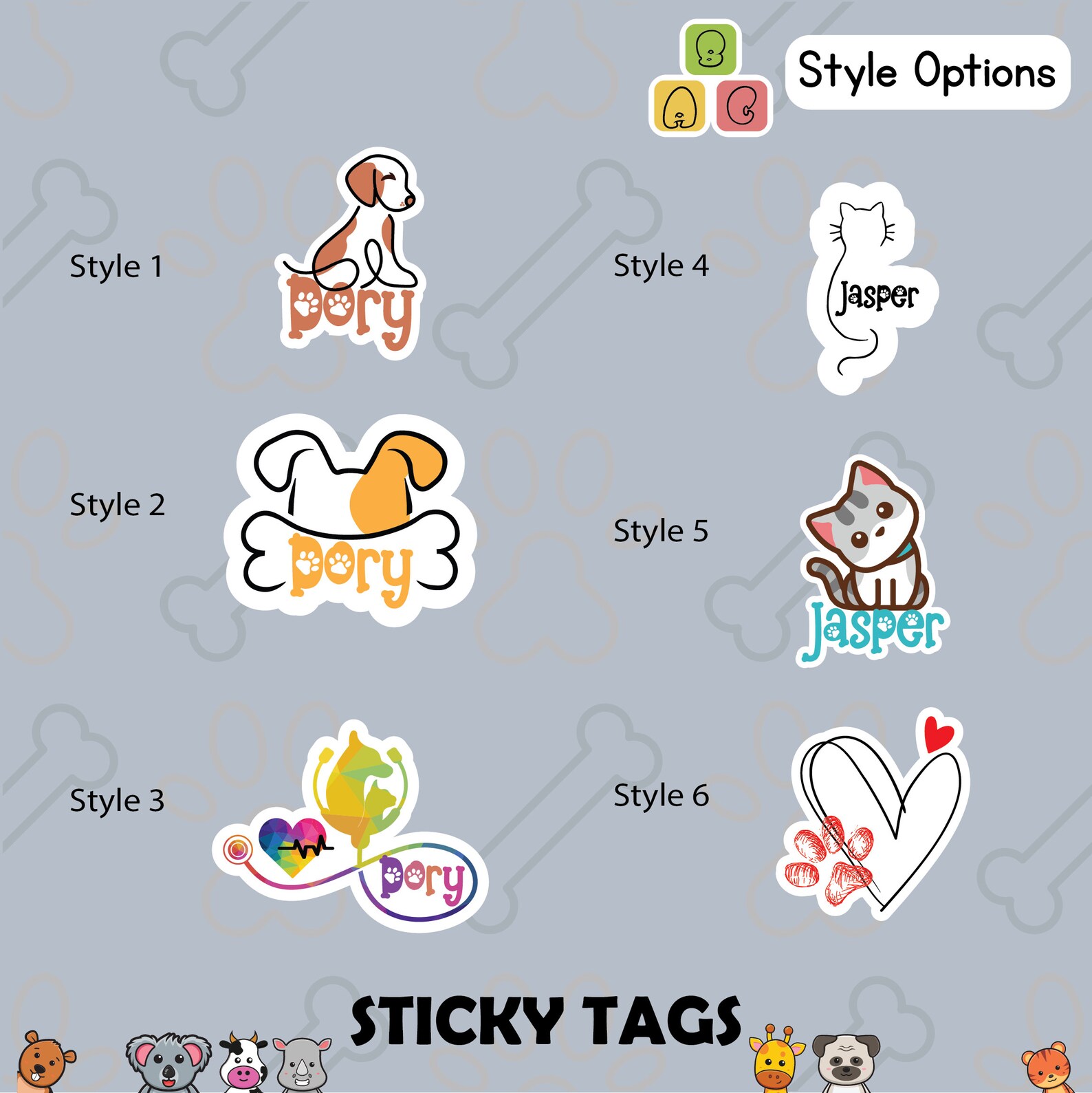 Personalized Pet Name Label Vinyl Sticker With Paw Print | Pet Decal ...