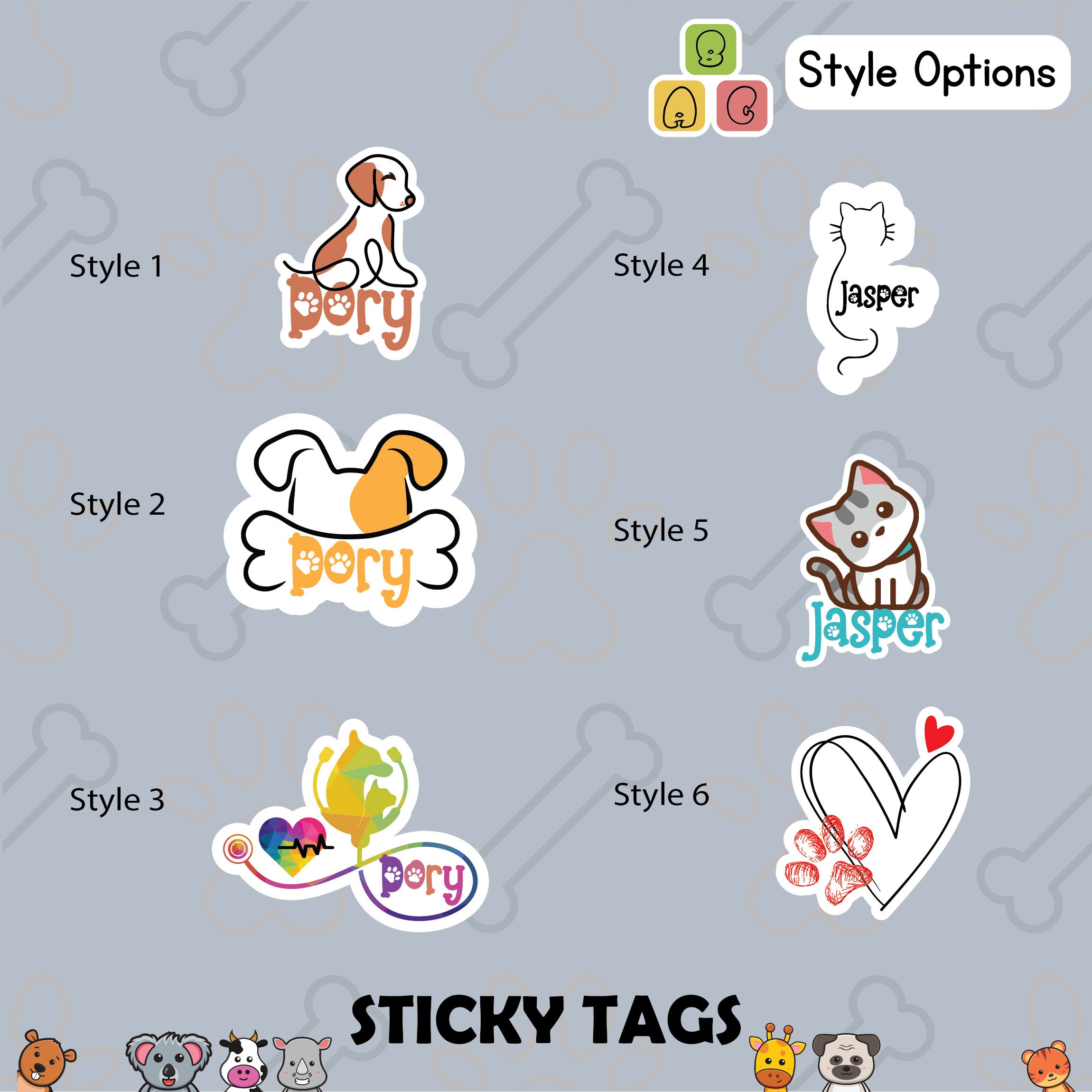 Personalized Pet Name Label Vinyl Sticker With Paw Print | Pet Decal ...