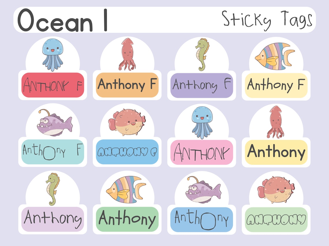 Beachy Ocean Sticker Labels | Daycare Ocean Label | Waterproof Vinyl ...