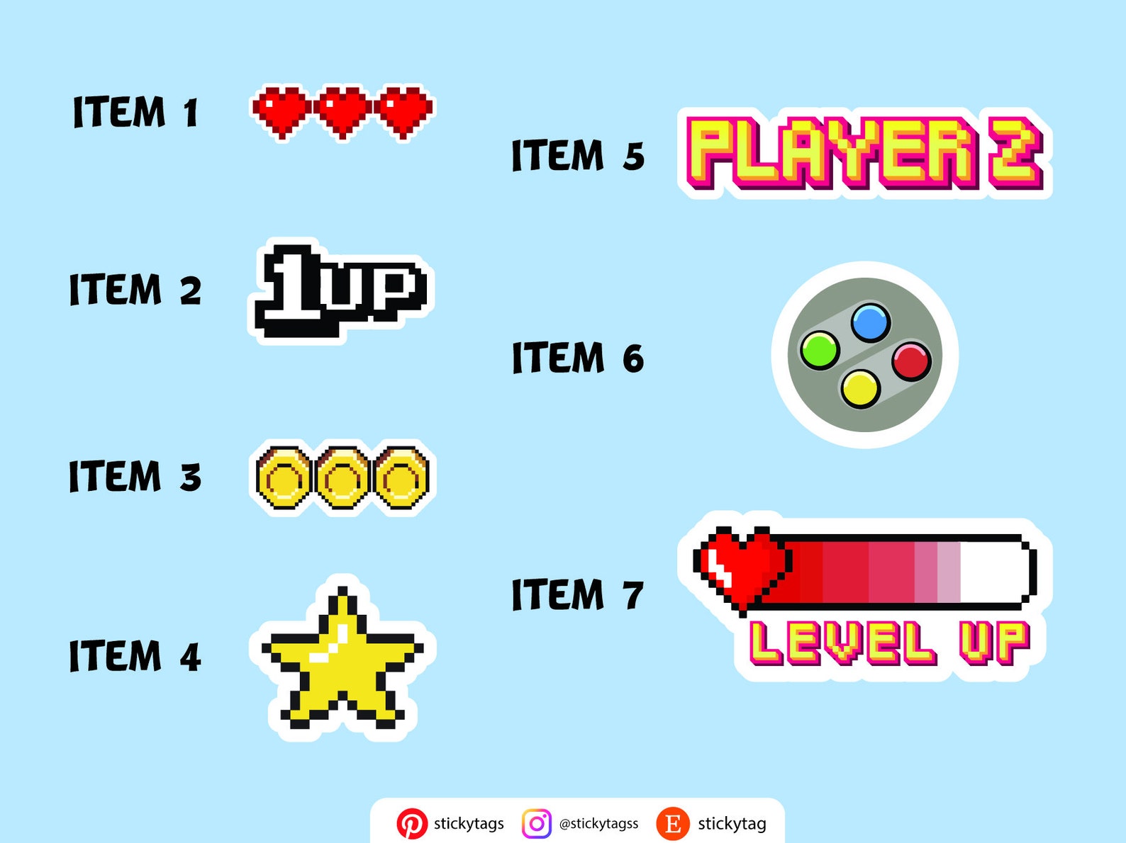 8-bit Retro Gaming Stickers: Nostalgic Video Game Decals - Set 1 - Etsy