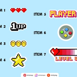 8-bit Retro Gaming Stickers: Nostalgic Video Game Decals - Set 1 - Etsy