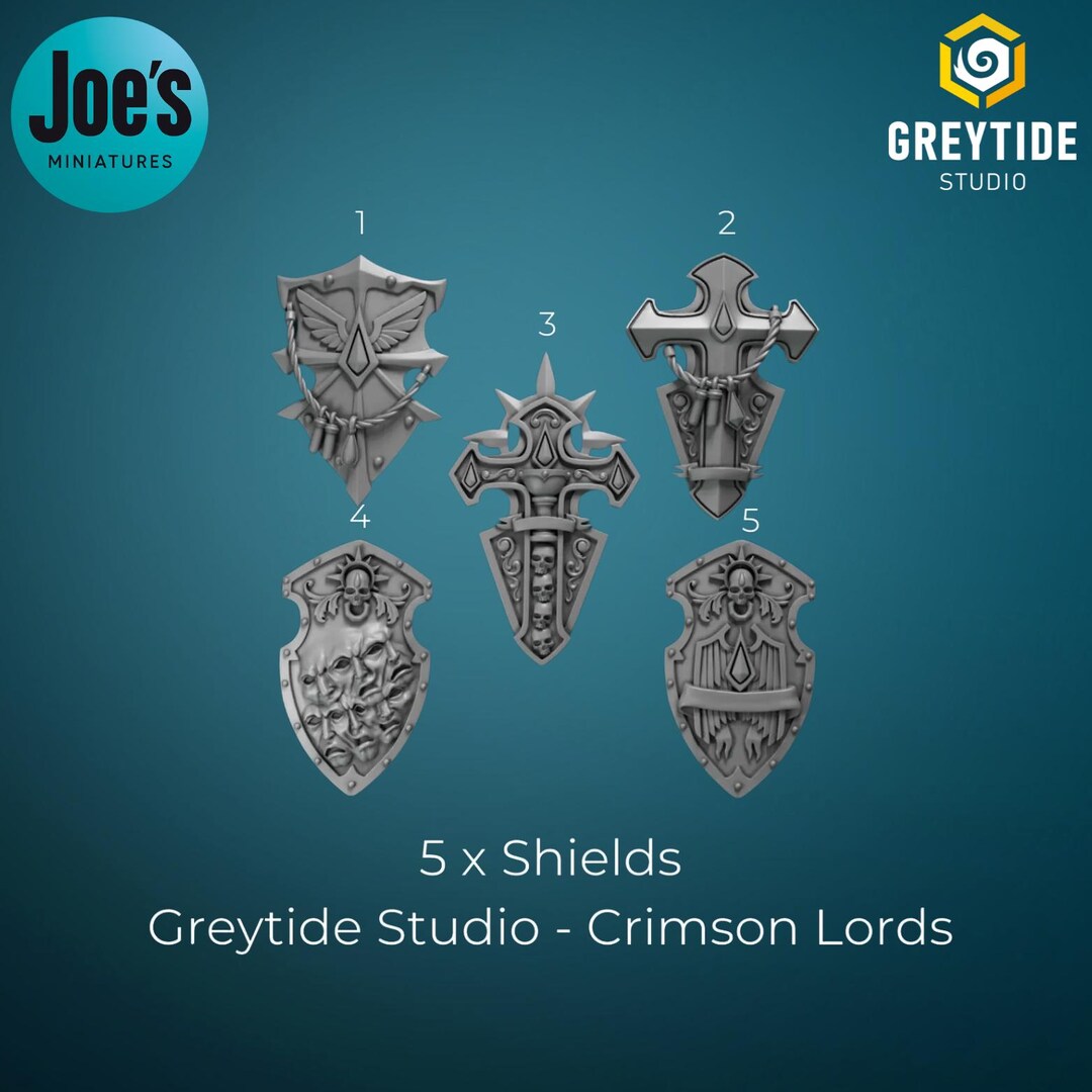 5 X Shields - Crimson Lords - Greytide Studio - Etsy